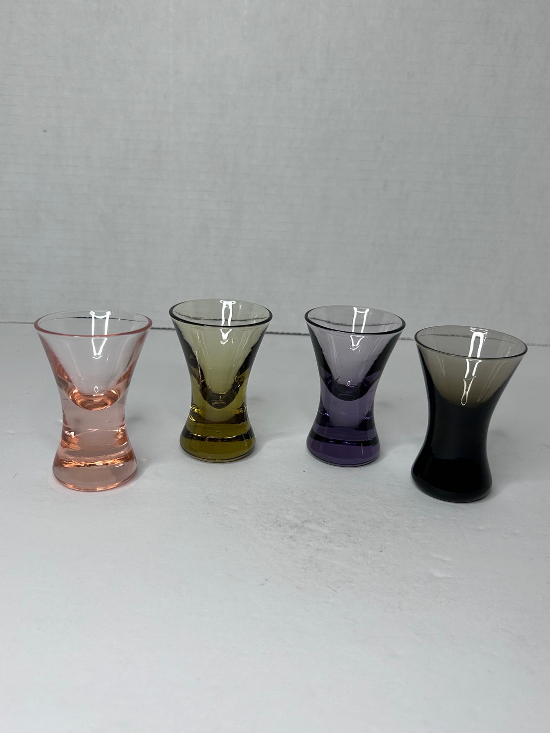 Vintage Set of 4 Flared Multi Colored Glass Shot Glasses - Etsy