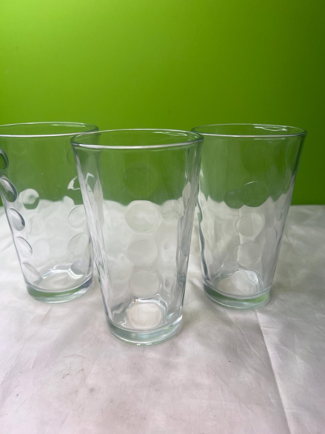 Vintage Set of 3 Libbey Dimpled Dots Clear Drinking Glasses ~ Heavy - Etsy