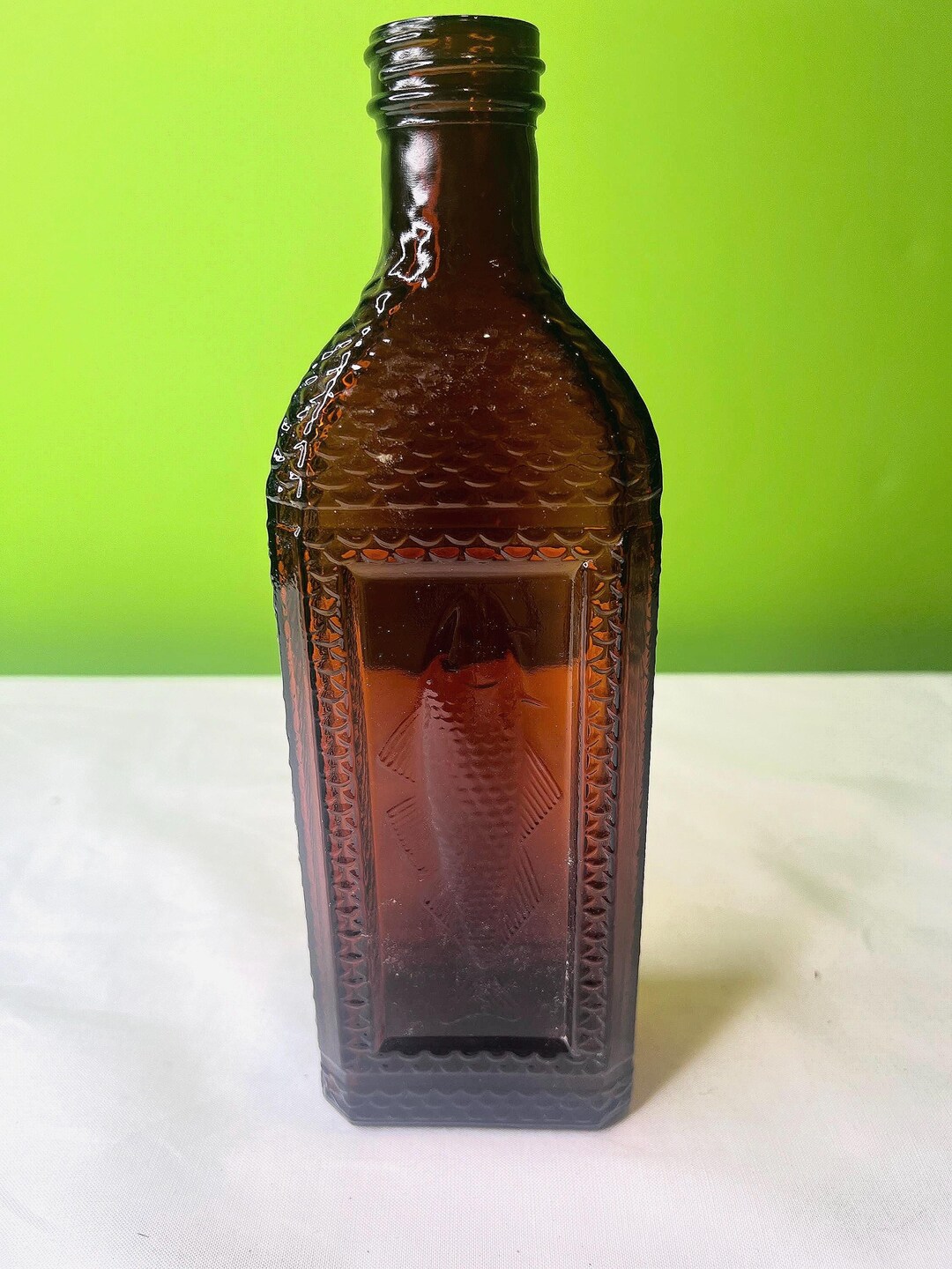 Vintage Amber Glass Mckessons Cod Liver Oil Rectangular Bottle With ...