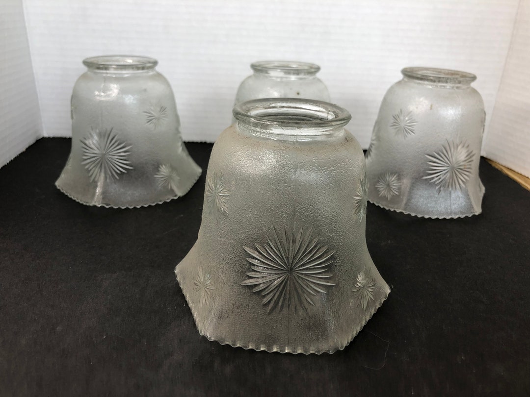 Vintage Art Deco Stipple Glass Starburst Etched Paneled Antique Lamp ...