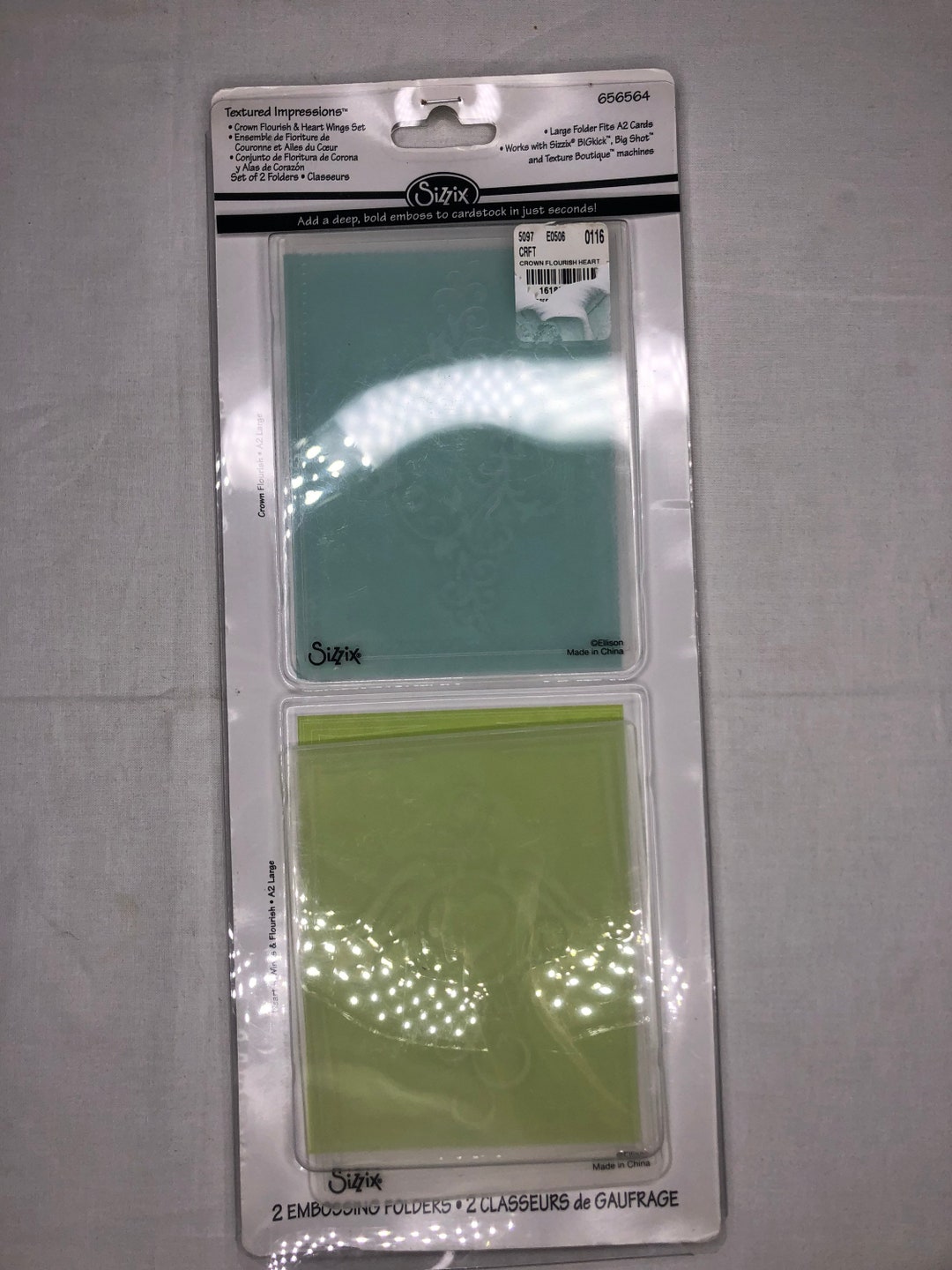Sizzix Embossing Folders Set of 2 Crown Flourish and Heart Wing Set in ...