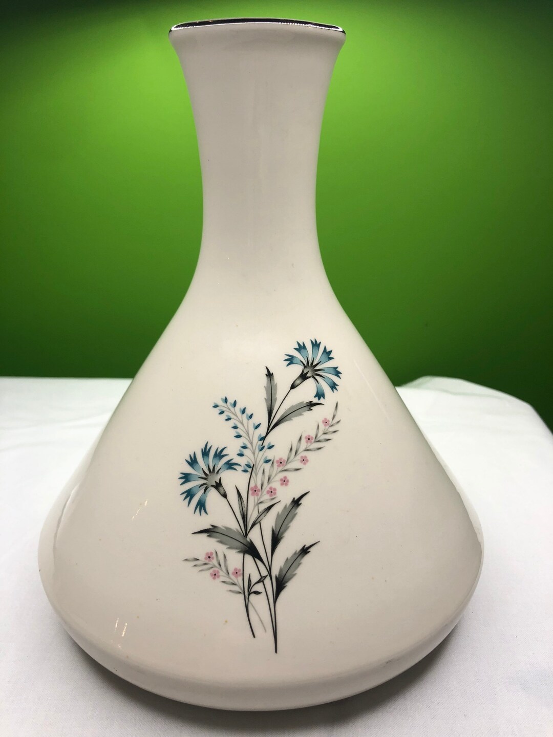 Vintage Ceramic Flask Shaped Vase With Gorgeous Coral and Pink Flowers ...