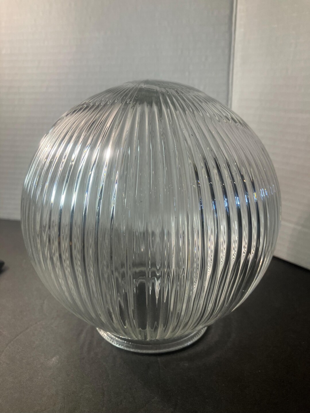 Vintage Clear Glass Round Ribbed Design Replacement 3 1/4” Fitter Globe ...