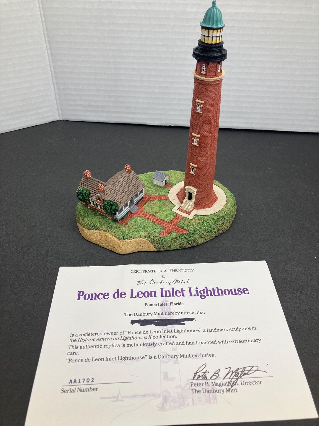 Vintage Ponce De Leon Lighthouse.- Danbury Mint Historic American Lighthouse Figure With ...