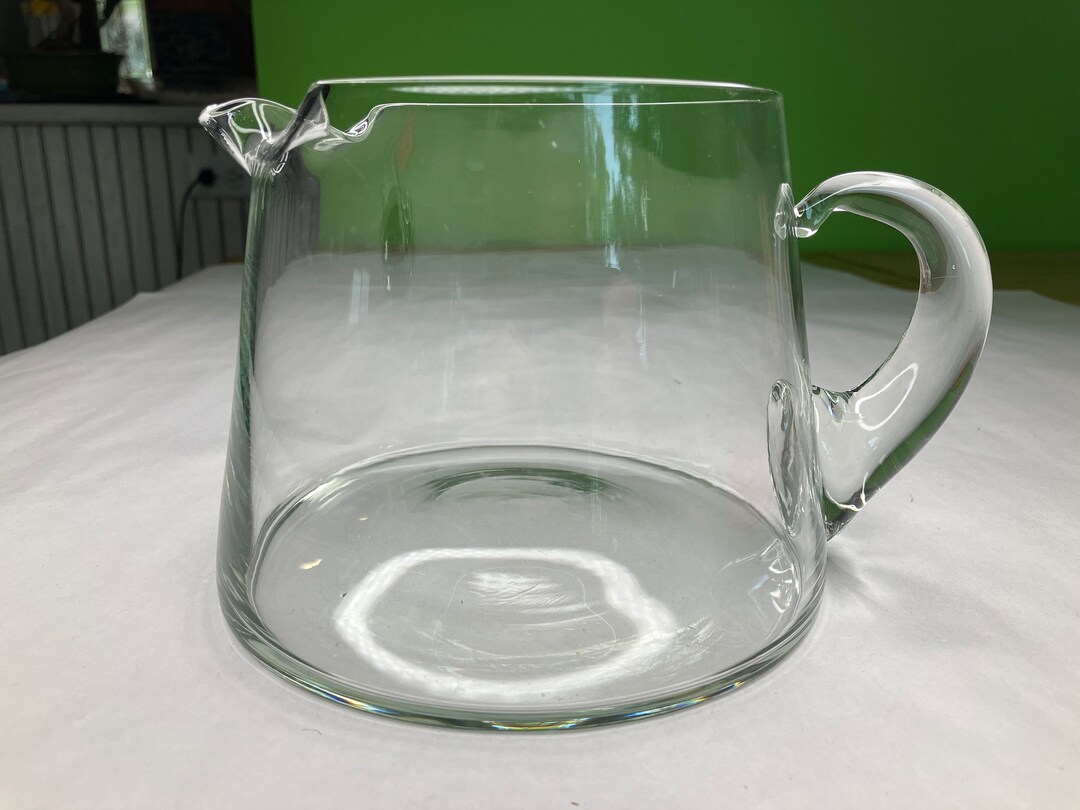 Vintage Clear Glass Applied Handle Pitcher Petite - Etsy