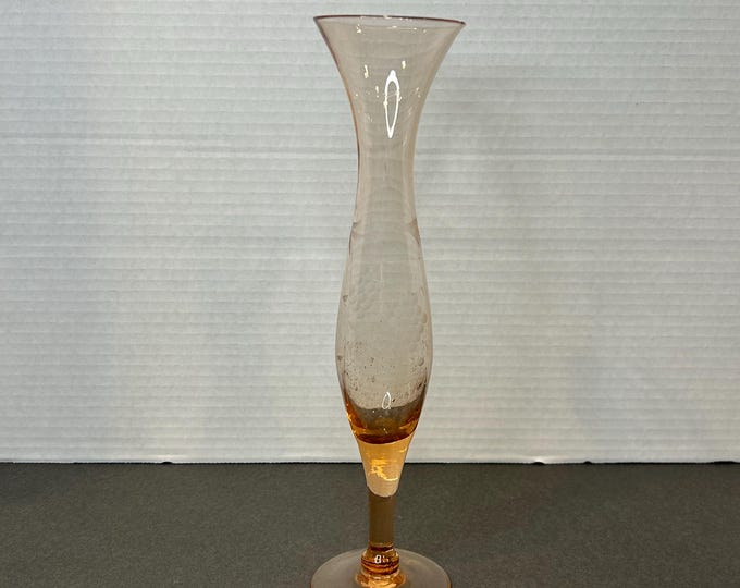 Vintage Pink Depression Glass Etched Slim Fluted Bud Vase - Etsy