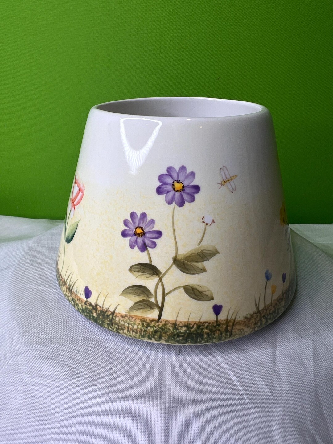 Vintage Ceramic Candle Shade Jar Topper Country Wildflower by Home ...