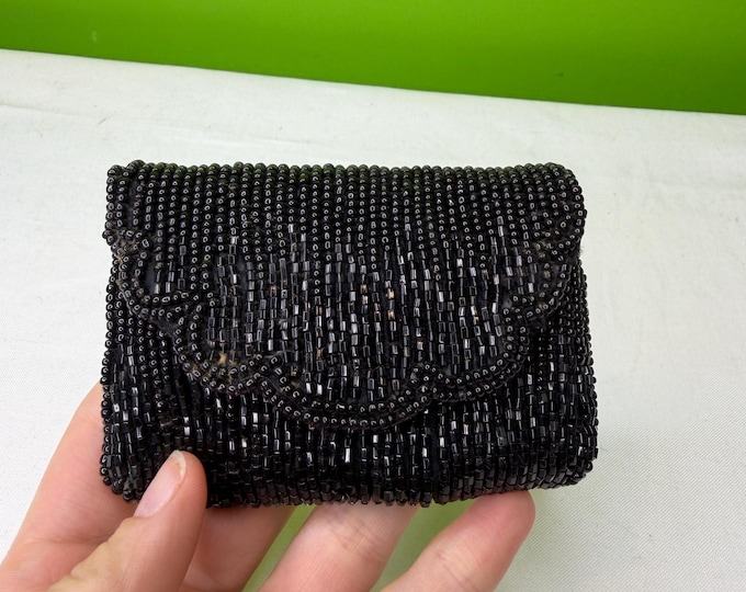 Vintage ADG 80s Glam Black Beaded Coin Purse in Great Condition! - Etsy
