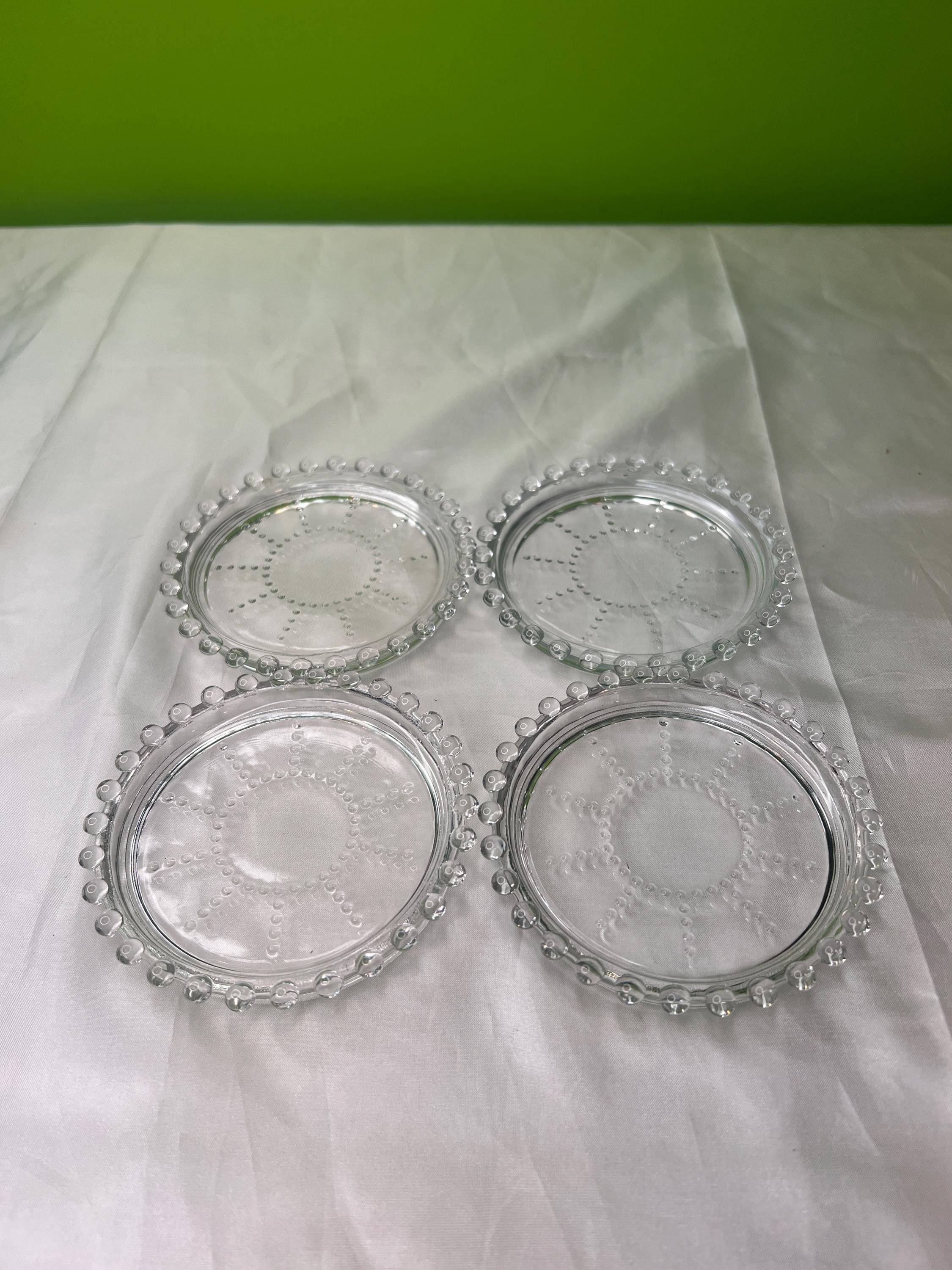 Vintage Fancy Glass Coasters, Imperial Candlewick Beaded Glass ...