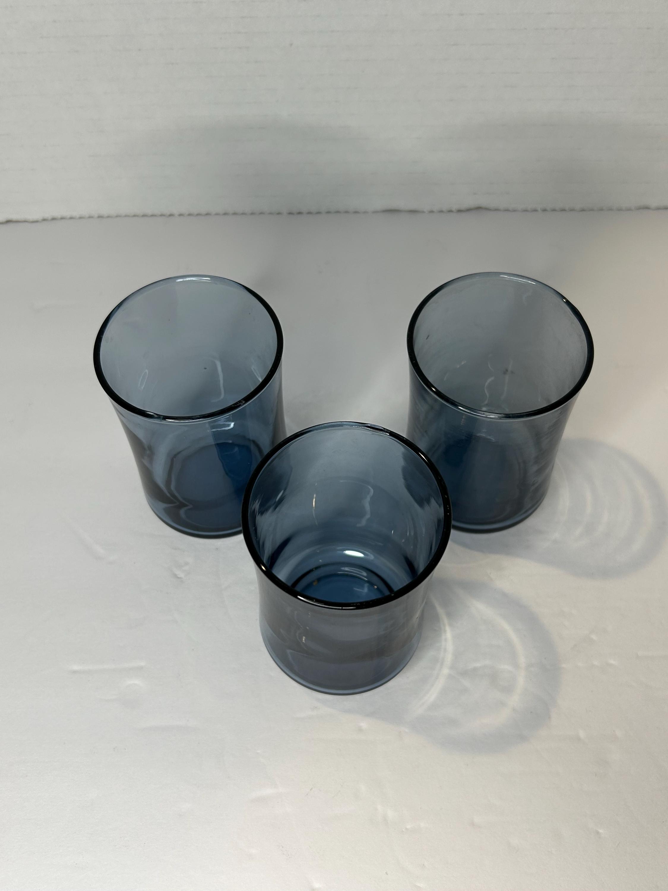 Vintage Set of 3 Libbey Dark Dusty Blue Bolero Glass Water Tumblers - Etsy