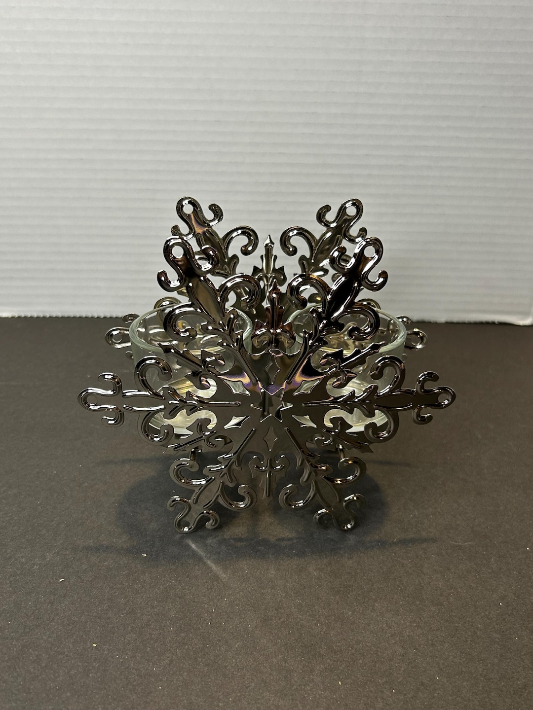 Vintage Partylite Metal Silver Plated Snowflake Dual Tea Light Votive ...