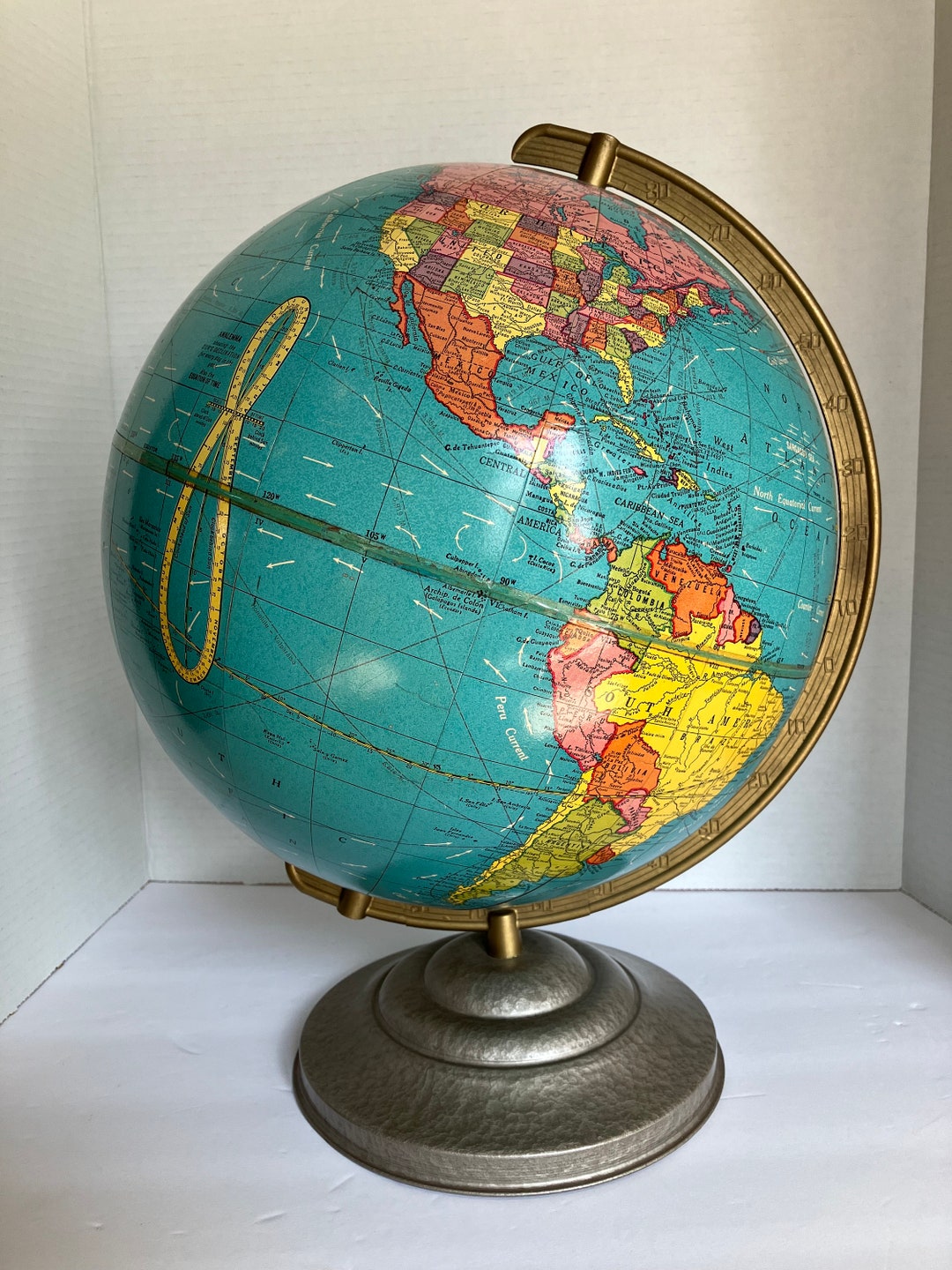 Vintage 12 Plus Inch Scholastic World Globe Mid Century - Etsy