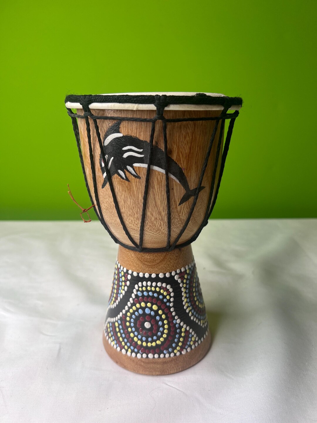 Vintage Djembe Hand Painted and Hand Made Drum With Dotted Design and ...