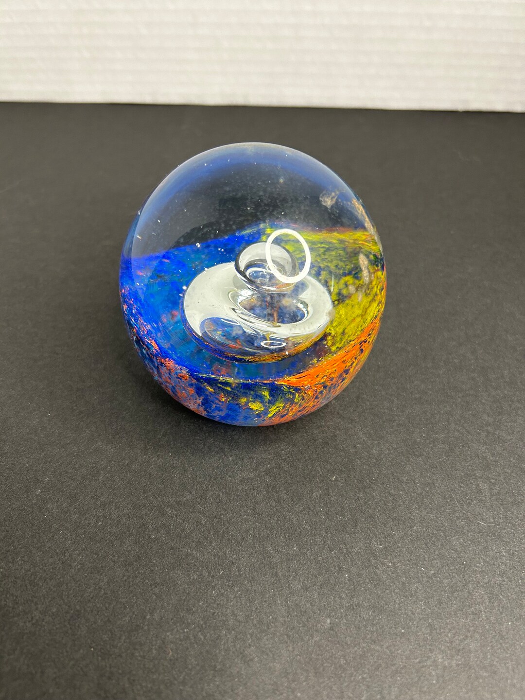 Vintage James Alex 3” Abstract Art Glass Controlled Bubble Paperweight ...