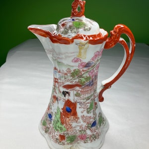 Vintage Fine Porcelain Hot Cocoa Pitcher Geisha Style Hand Painted ...