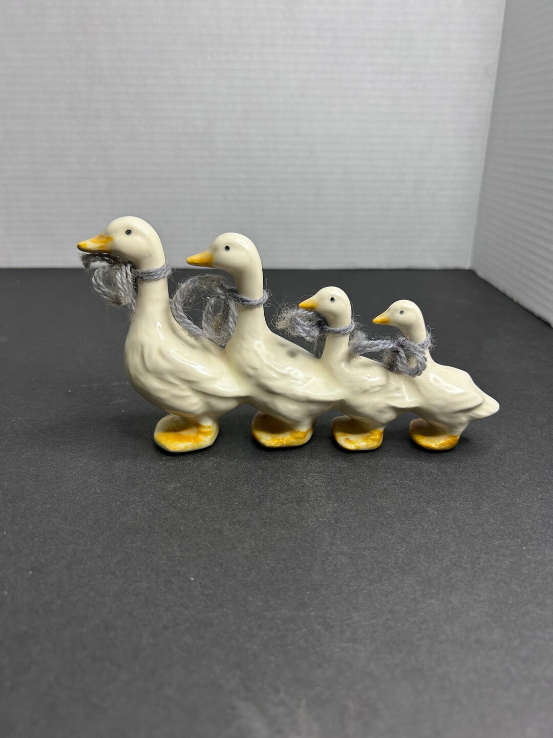 Vintage Ceramic Goose Family in a Row With Ribbon - Etsy