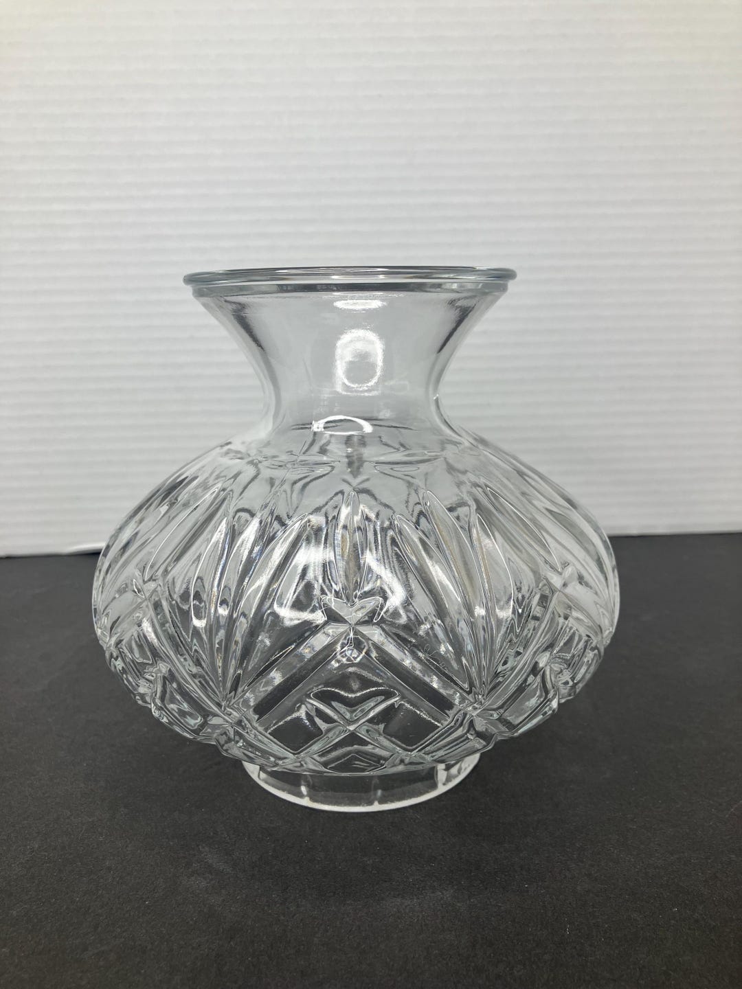 Vintage Clear Diamond Cut Glass Lamp Shade With Approx 3” Fitter and 6 ...