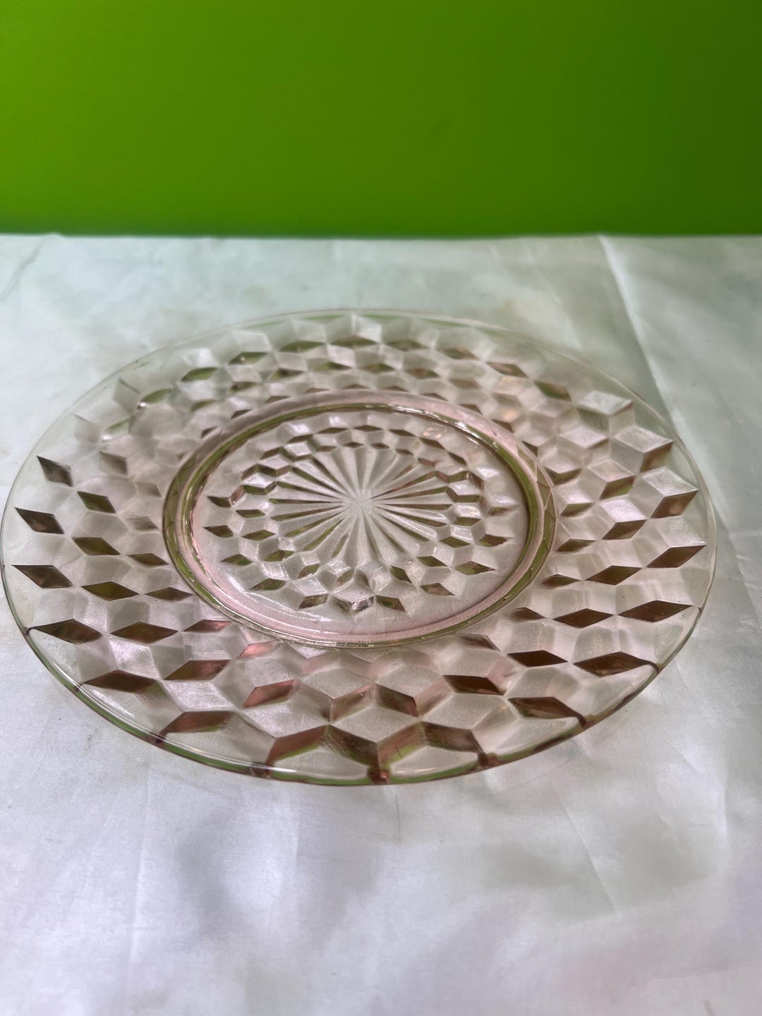 Vintage Jeannette Glass CUBE Cubist Pink Depression Luncheon Plate - Etsy