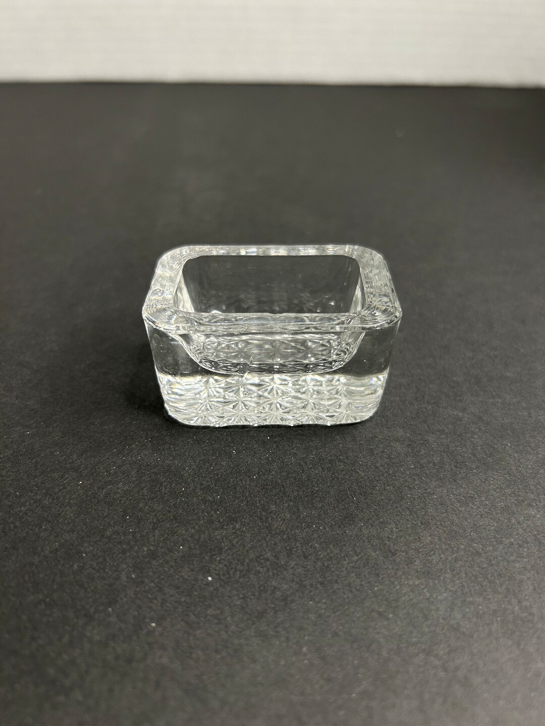 Vintage Clear Crystal Glass Rounded Edge Rectangle Salt Well - Etsy
