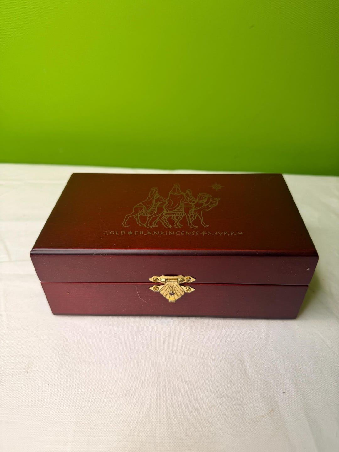 Vintage Christmas Nativity Kings Gift Set in Wood Box Gold ...
