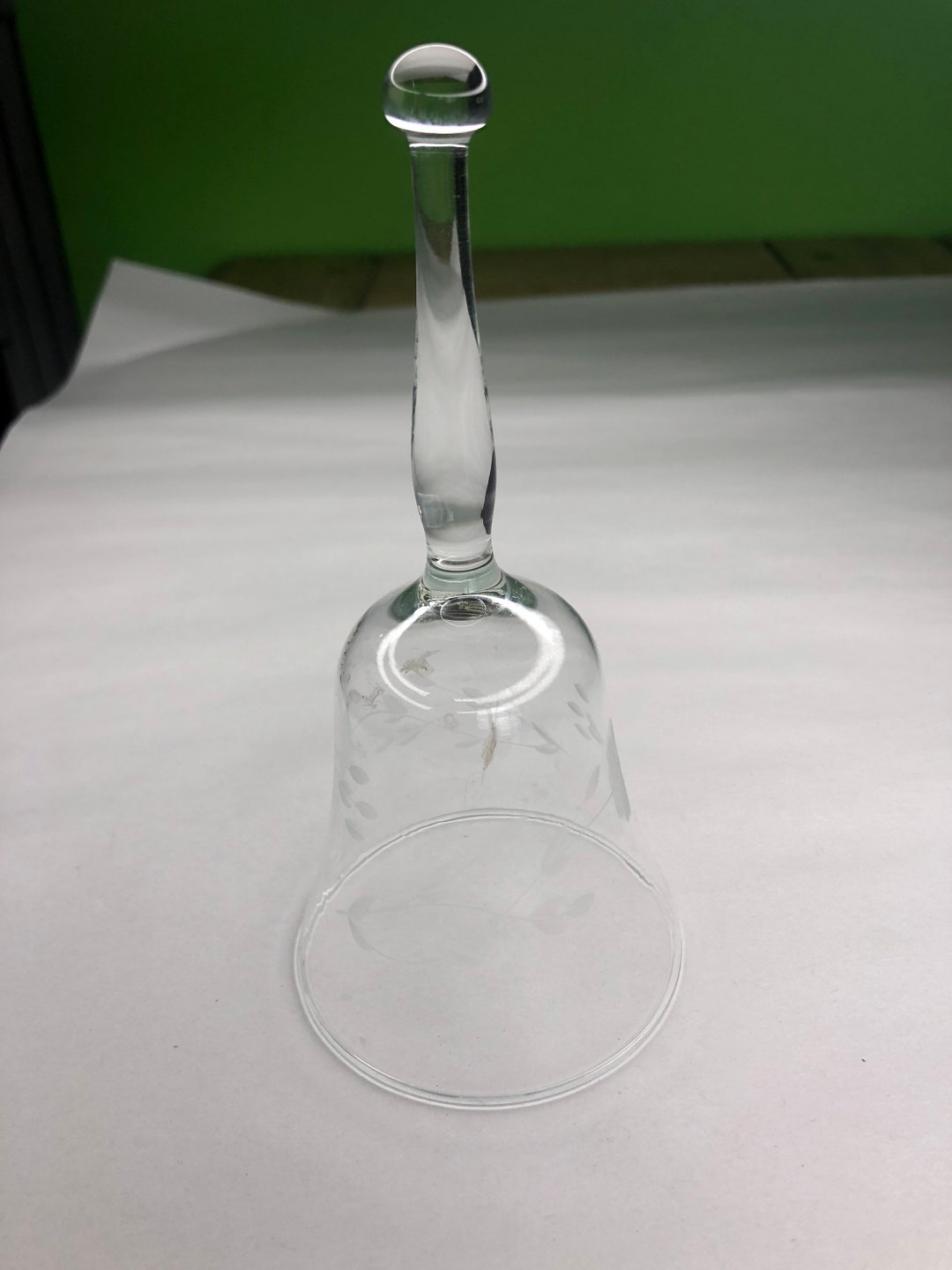 Vintage Clear Etched Glass Bell Missing Swing With Beautiful Handle - Etsy