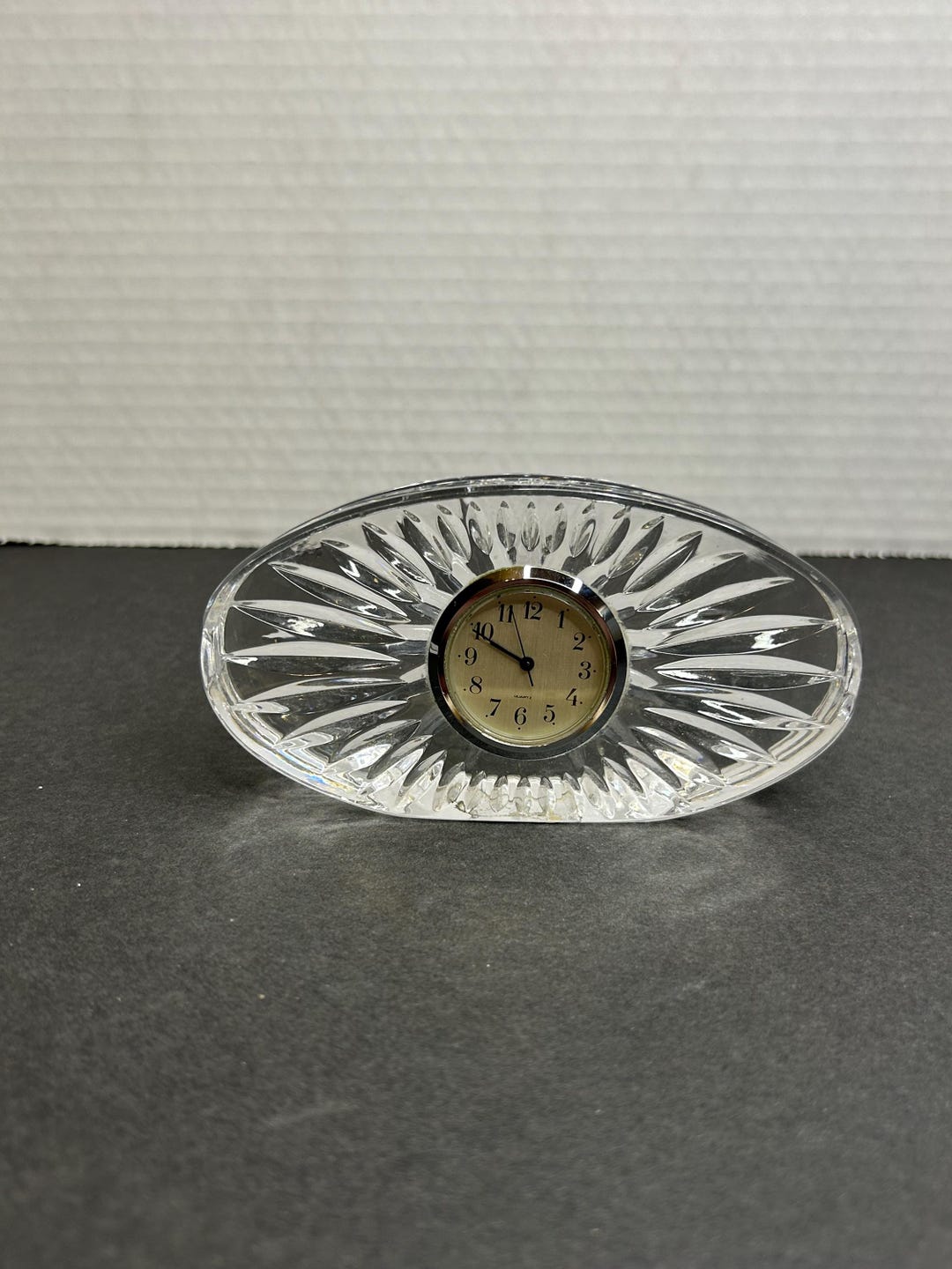 Vintage Waterford Quartz Clear Crystal Oval Sunburst Desk Clock - Etsy