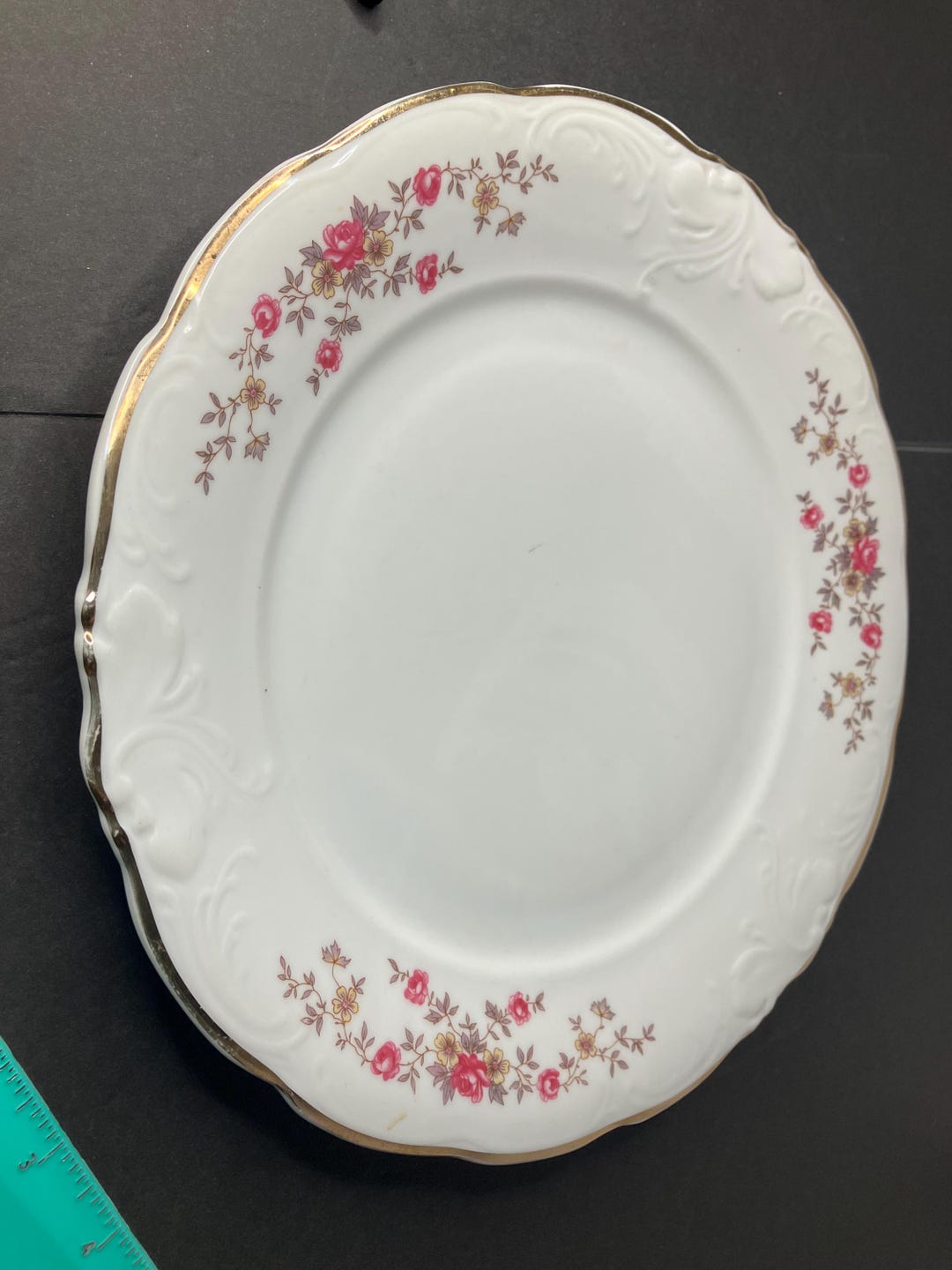 Wawel Tea Rose Scalloped Dinner Plates 10 1/2 Inches Gold Trim - Set of ...