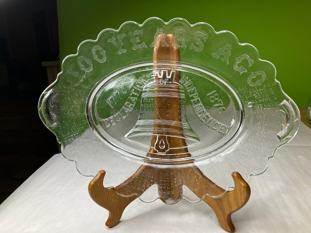 Vintage Declaration of Independence Glass Platter Liberty Bell and ...