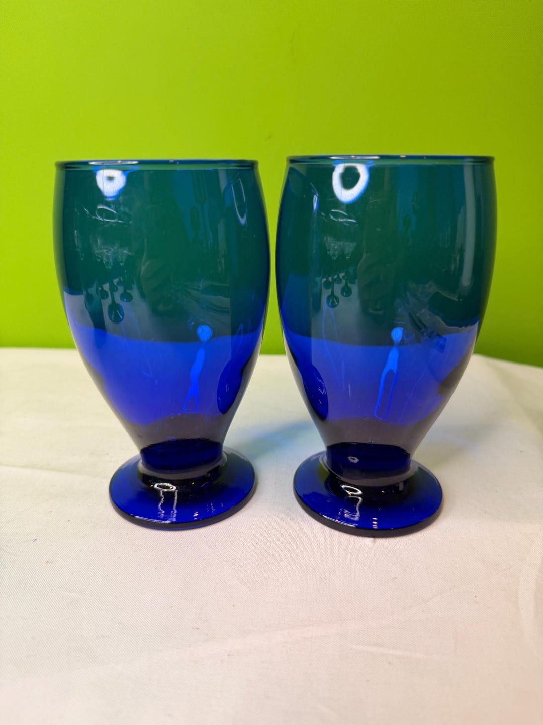 Vintage Looks to Be Cristar Lexington Cobalt Blue Pedestal Water Wine ...