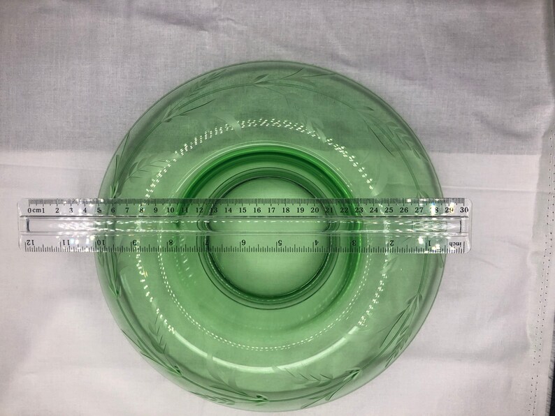 Vintage Vaseline Green Depression Glass Rolled Edge Console - Etsy