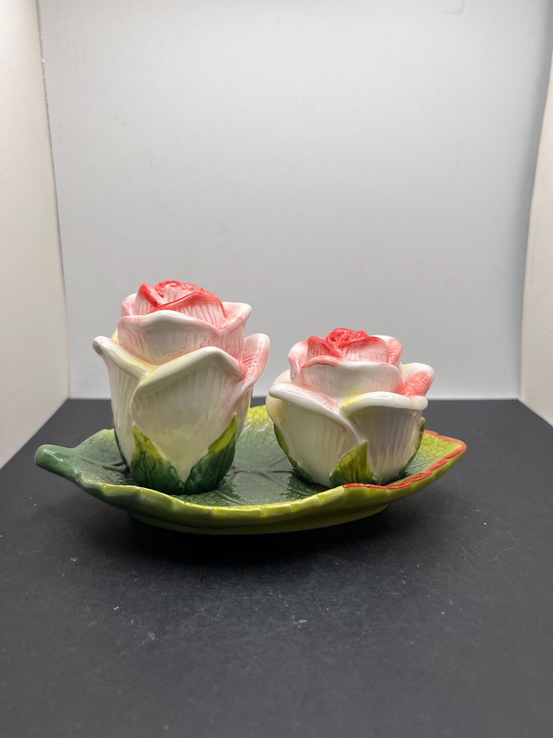 Vintage Ceramic Corner Ruby Garden Collection Rose Buds Salt and Pepper ...