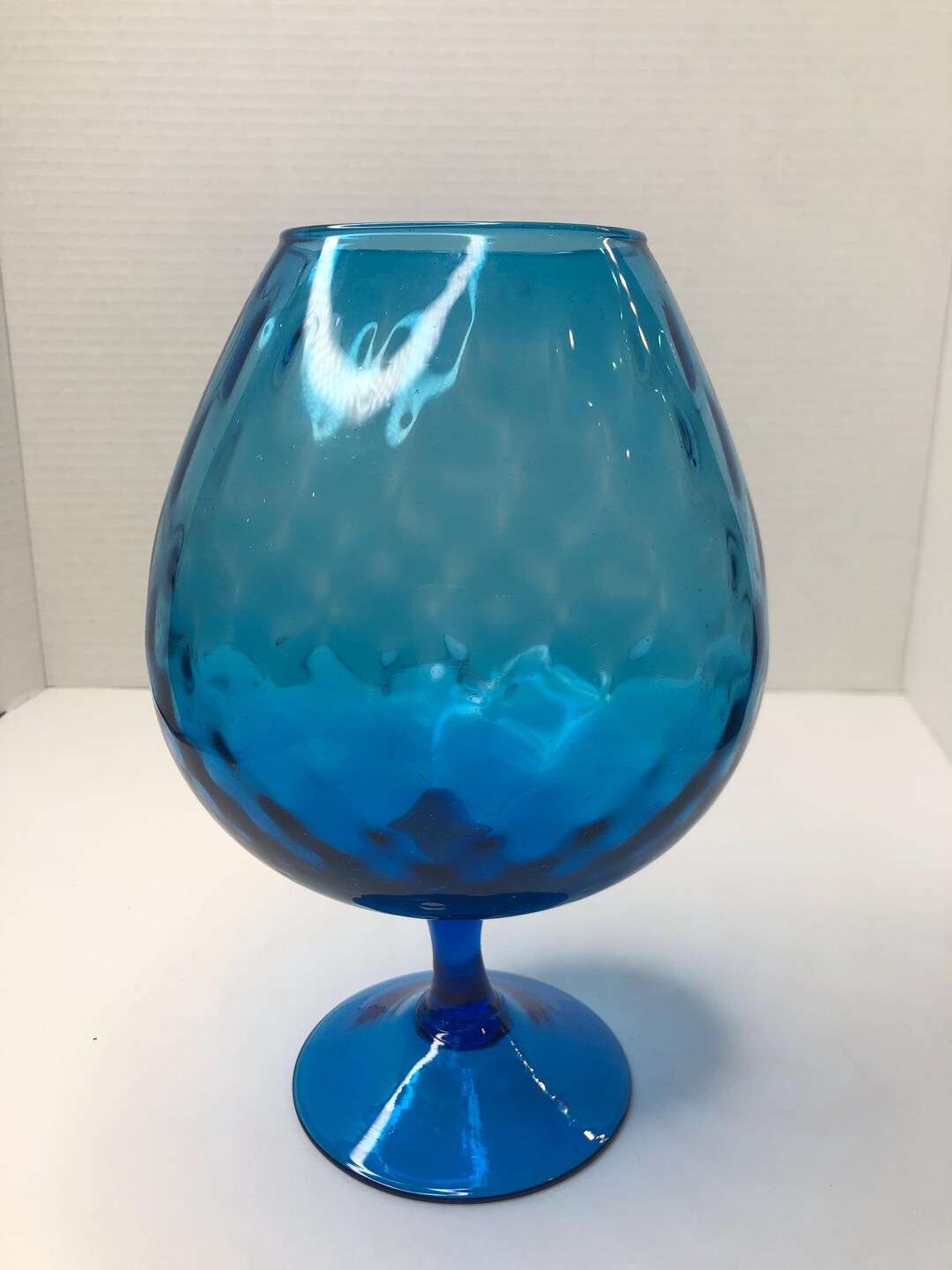 Vintage Brandy Snifter Blue Turquoise Optic Art Glass Hand Blown ...