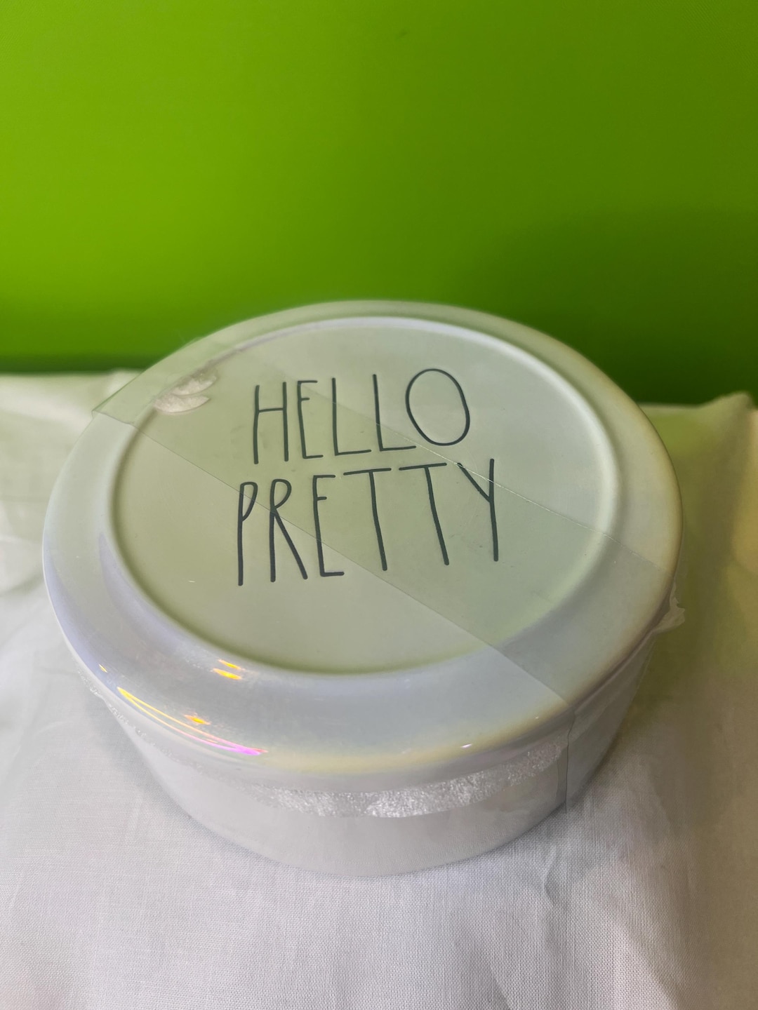 Rae Dunn “hello Pretty” Trinket Box ~ Lustrious Iridescent Ceramic ...