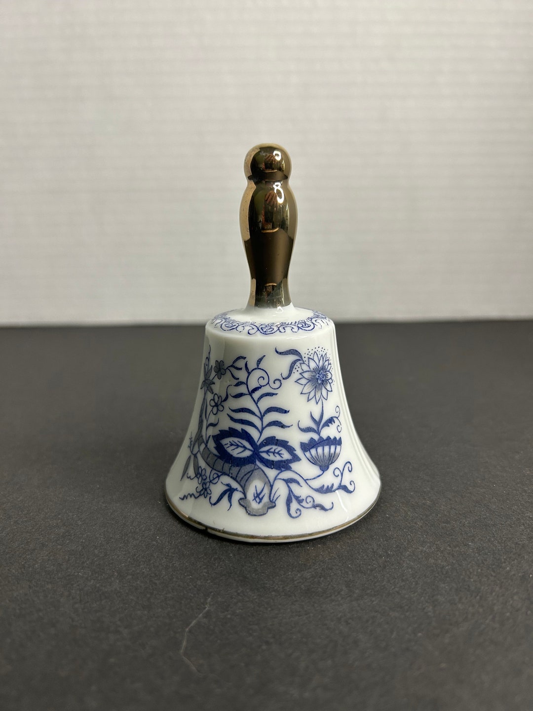 Vintage Porcelain Enesco Blue Flower Bell - Etsy