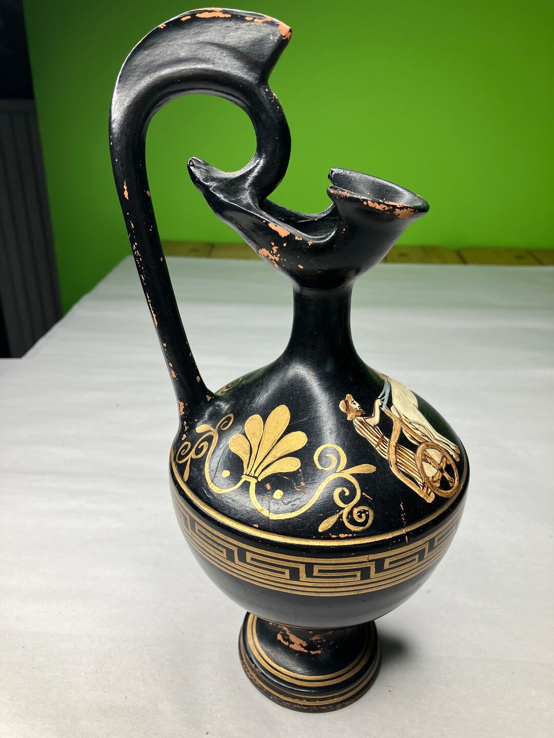 Vintage Greek Reproduction Fintias Pitcher Vase Hand Painted - Etsy