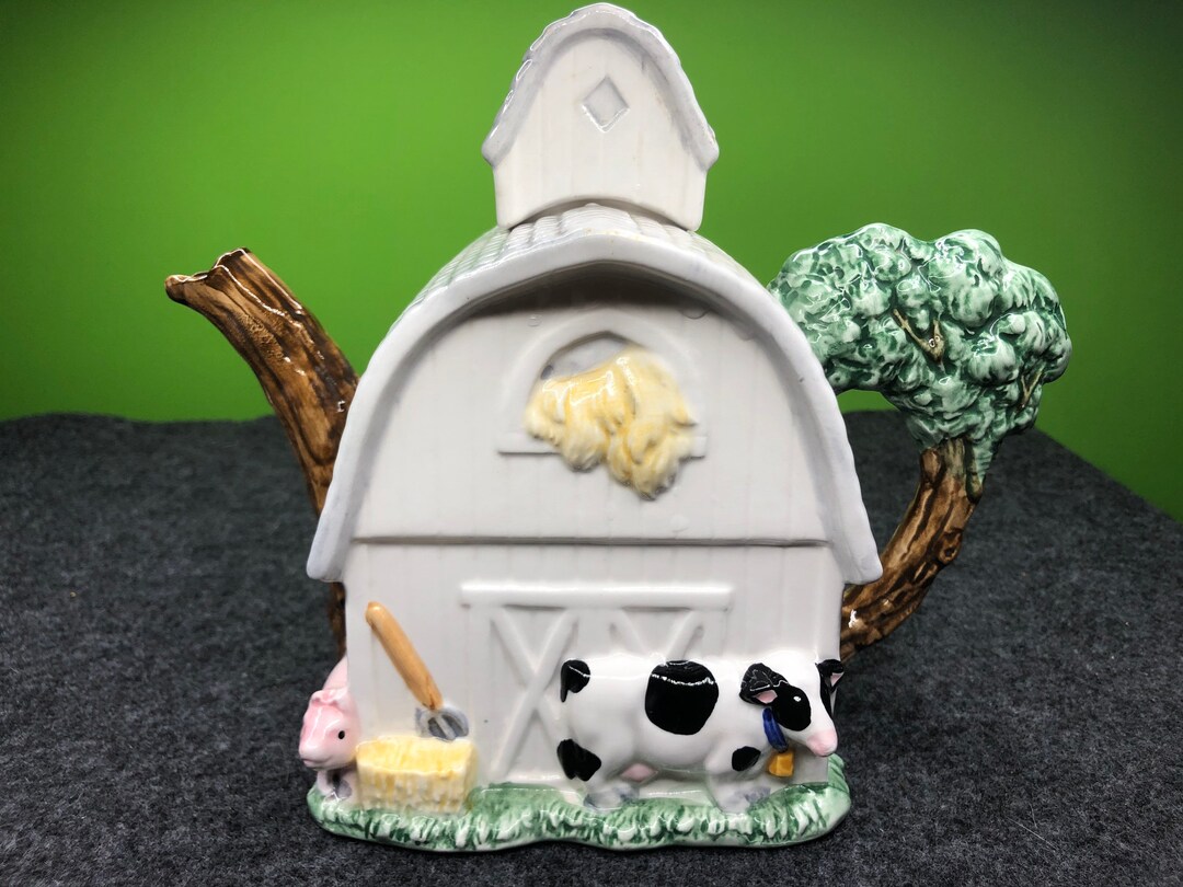 Vintage Adorable Ceramic Farm Scene Teapot by Midwest of Cannon Falls ...