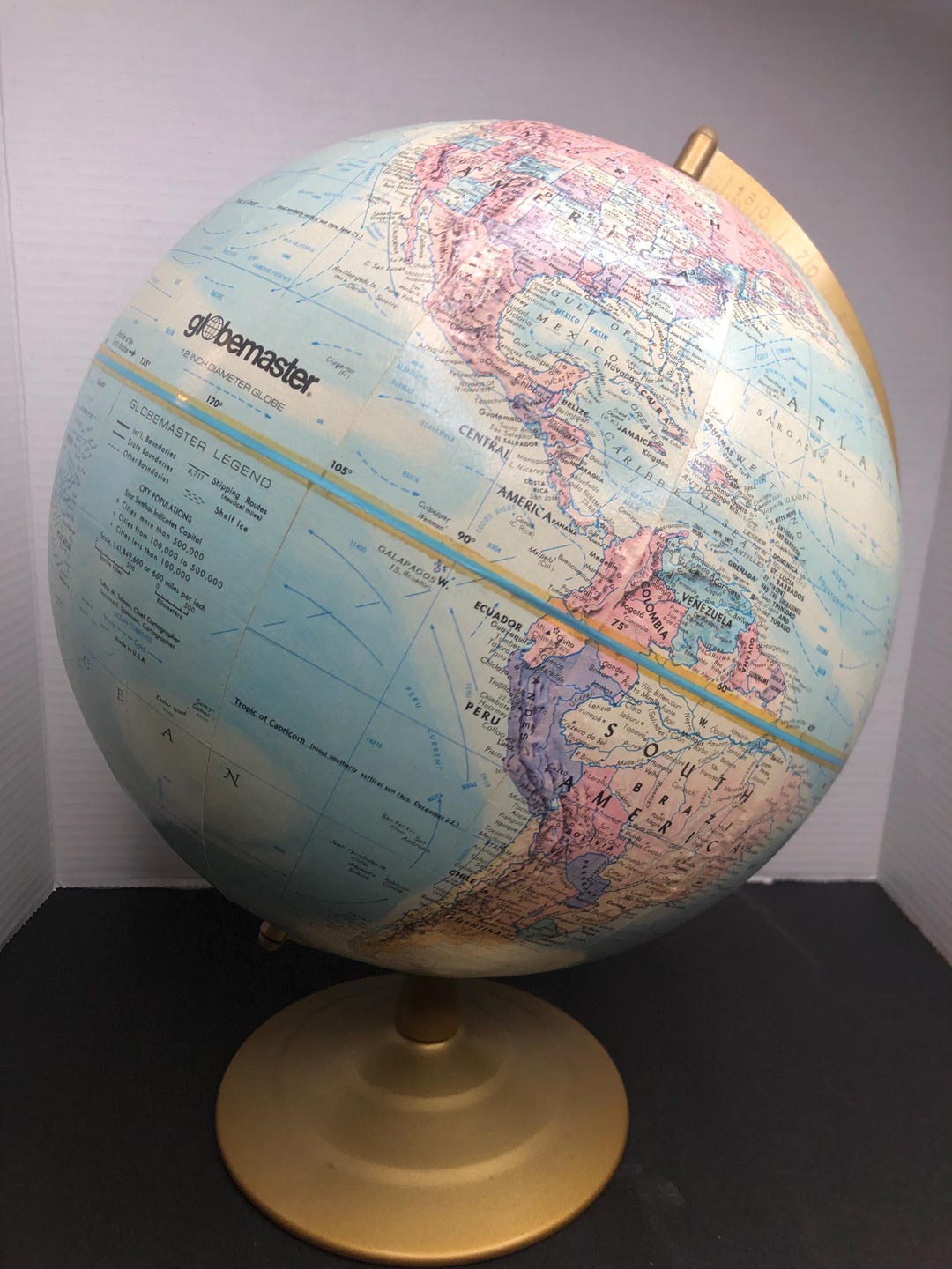Vintage World Globe, 12 Inch Globe, Globemaster, Office Globe, Globe on ...