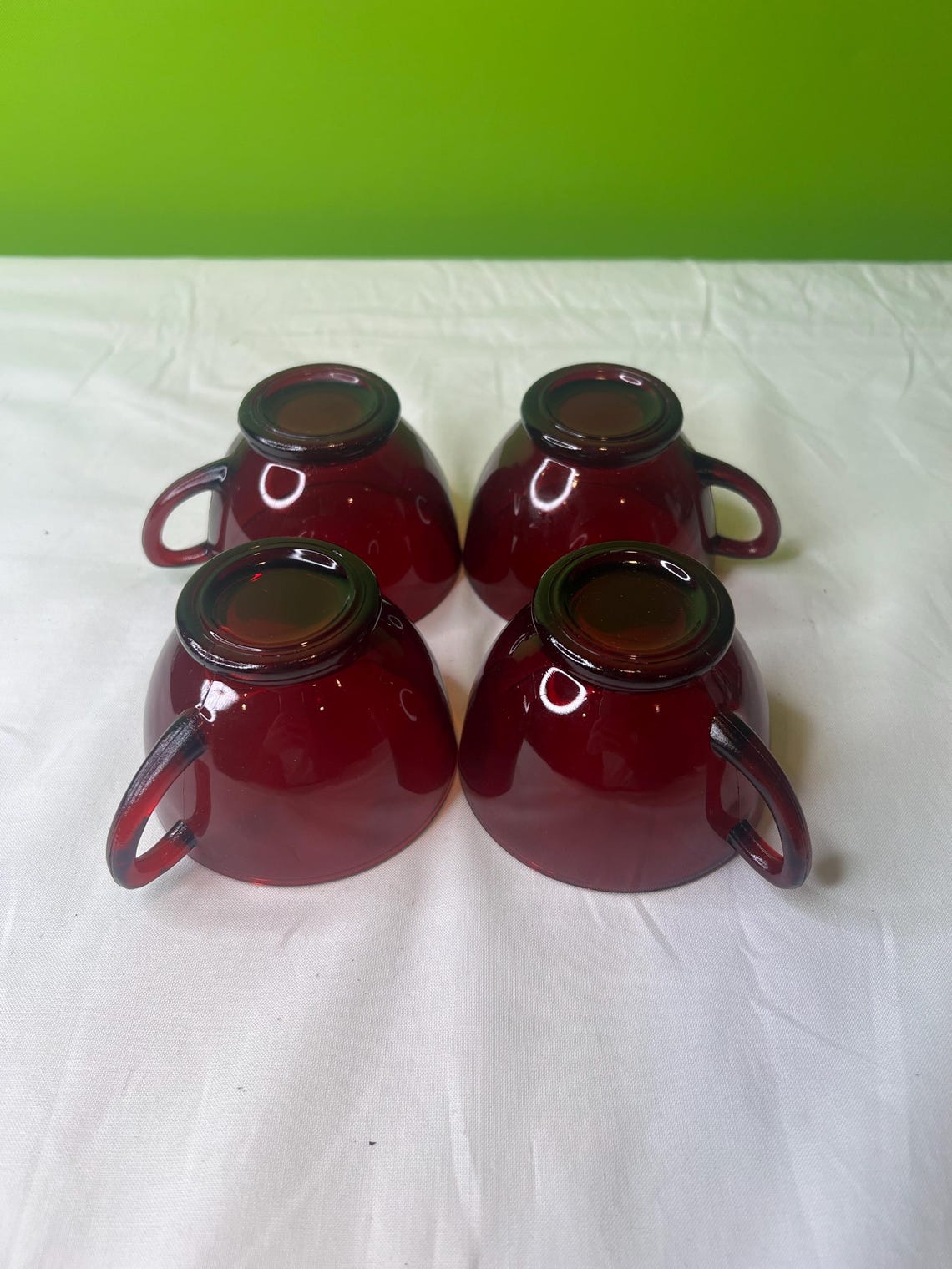 Vintage Ruby Red Depression Glass Set of 4 Coffee Tea Cups - Etsy