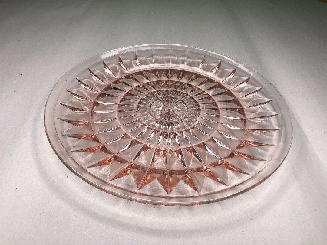Vin Diamond Cut Pink Depression Glass Plate With Gorgeous Coloring and ...