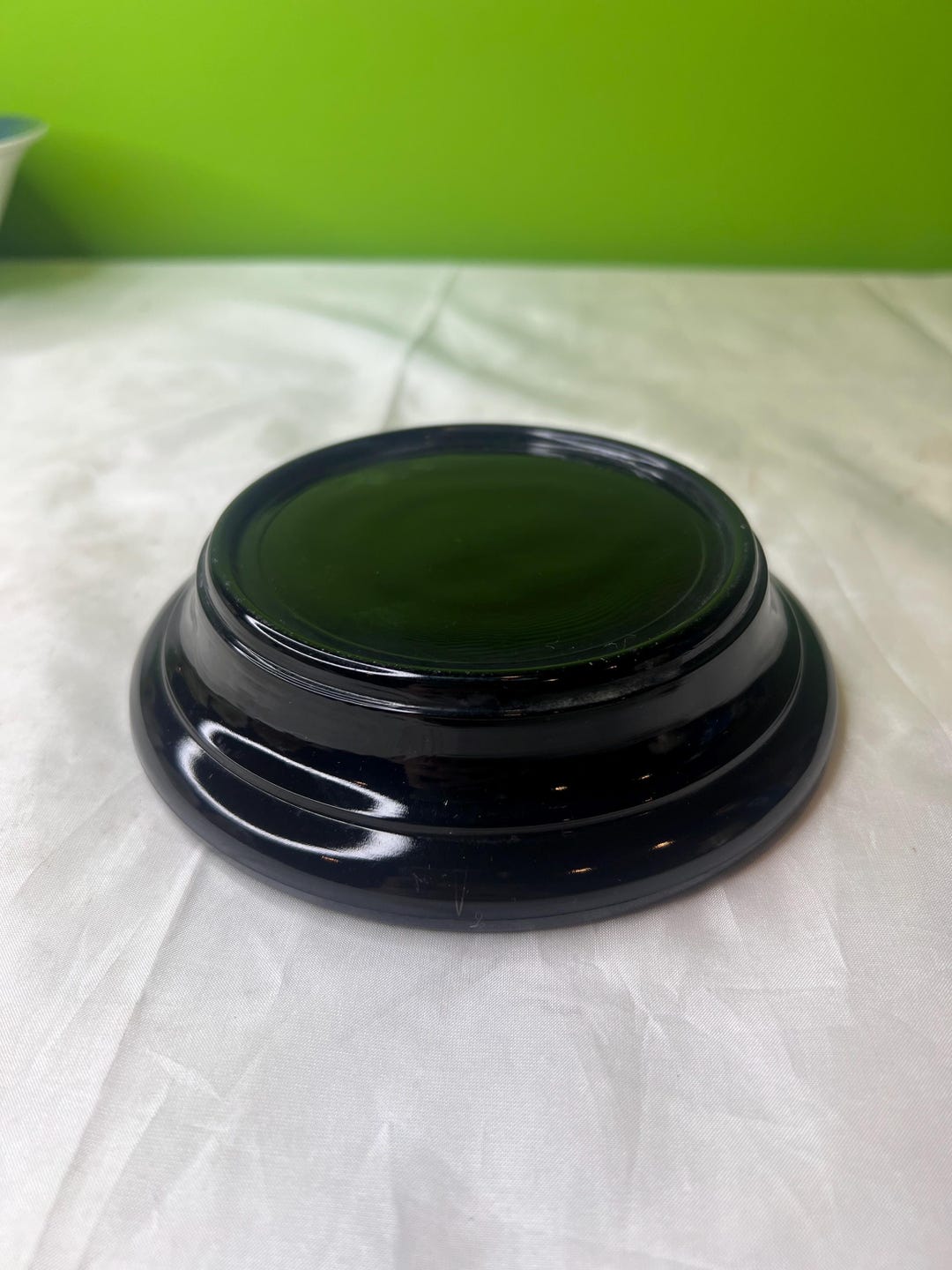 Vintage Round Black Glass Base for Vase/planter/ Display - Etsy