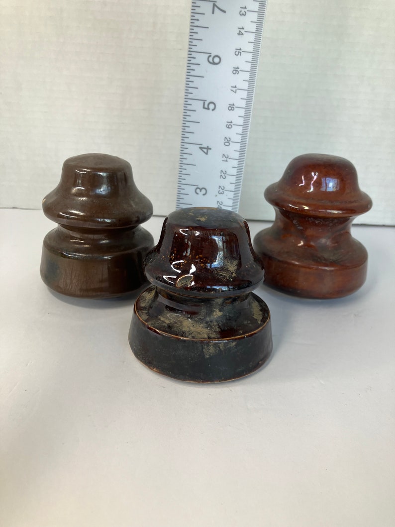 Vintage Brown Ceramic Insulator Set of 3 Different 1a - Etsy
