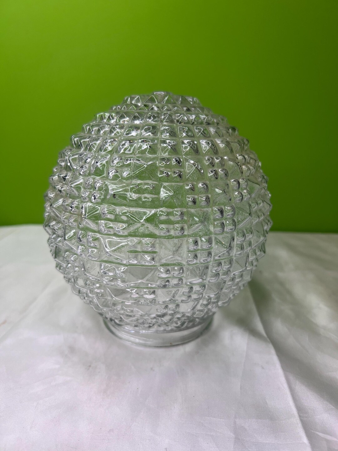 Vintage Clear Diamond Glass Swag Round Globe Retro Lamp Shade ...