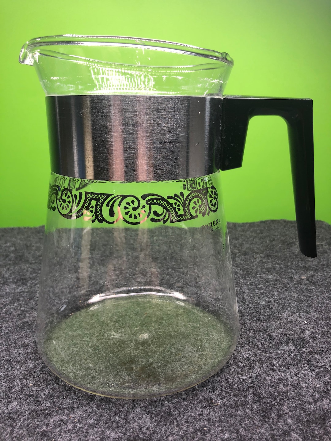 Vintage Pyrex Glass Pitcher Coffee Juice Carafe With Handled and Chrome ...