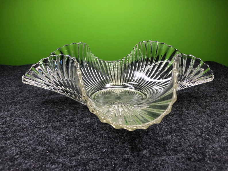 Vintage Pressed Clear Glass Truffle Dish With Beautiful Ribbed Pattern ...