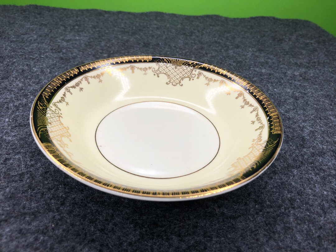 Vintage Steubenville China Fruit Bowls Gorgeous Black and Gold Trim ...