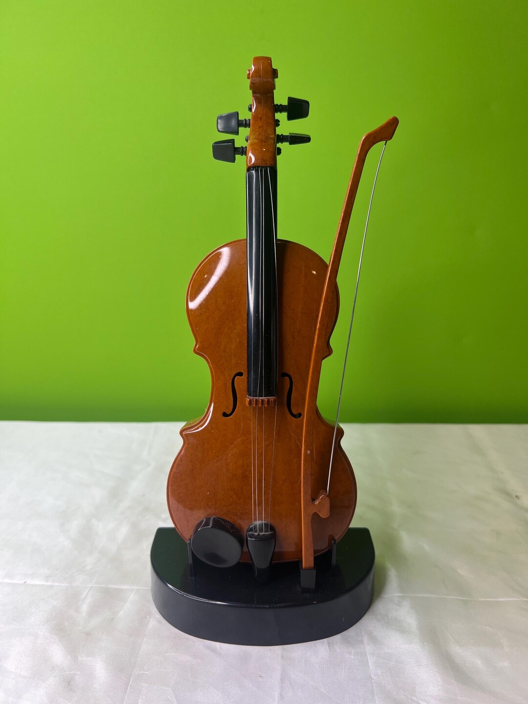 Vintage Violin Music Box W/stand & Bow Plays Several Songs ~ Unsure of ...