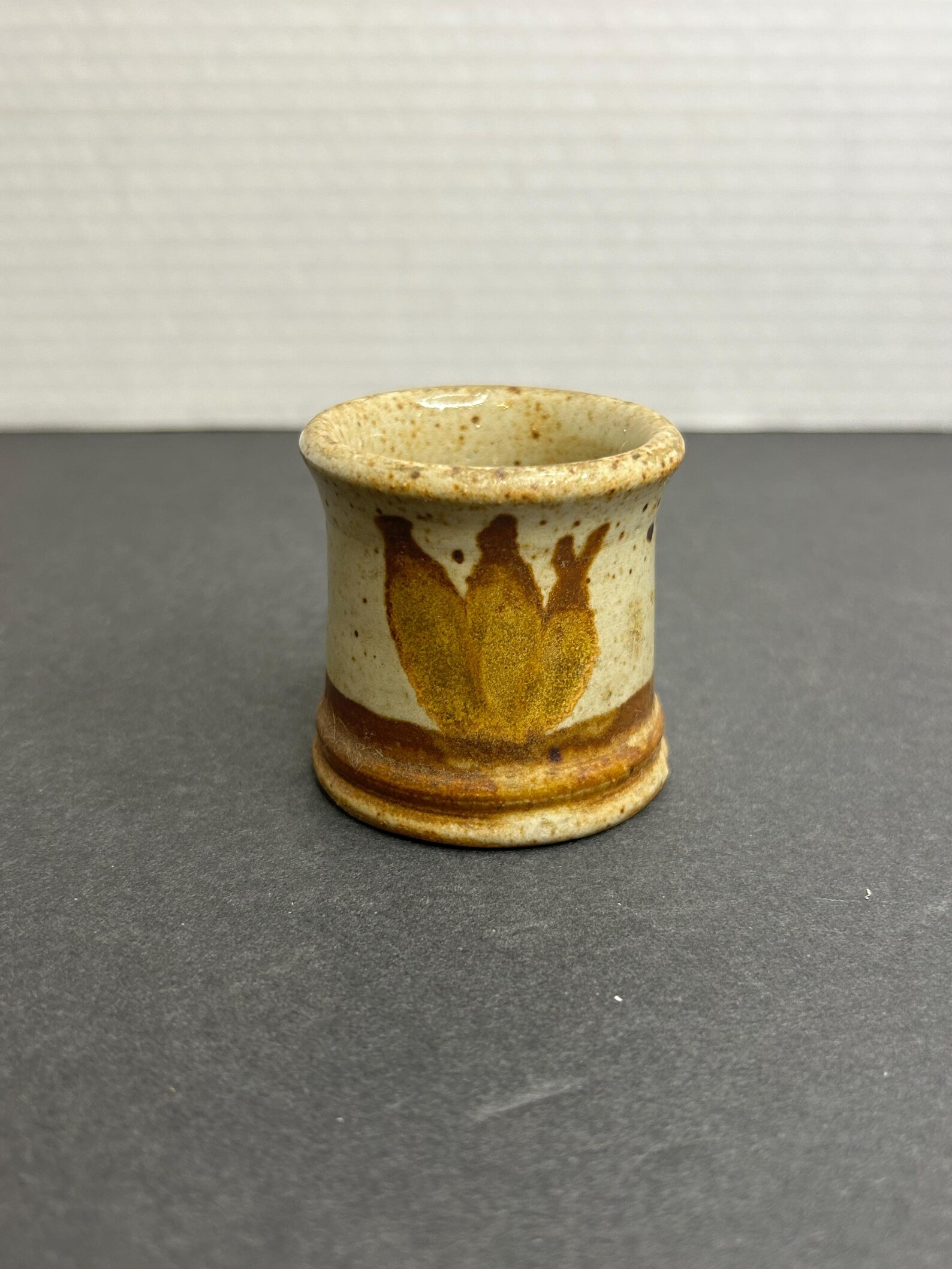 Vintage Reinert Pottery Small Brown Speckle Leaves Toothpick Holder ...