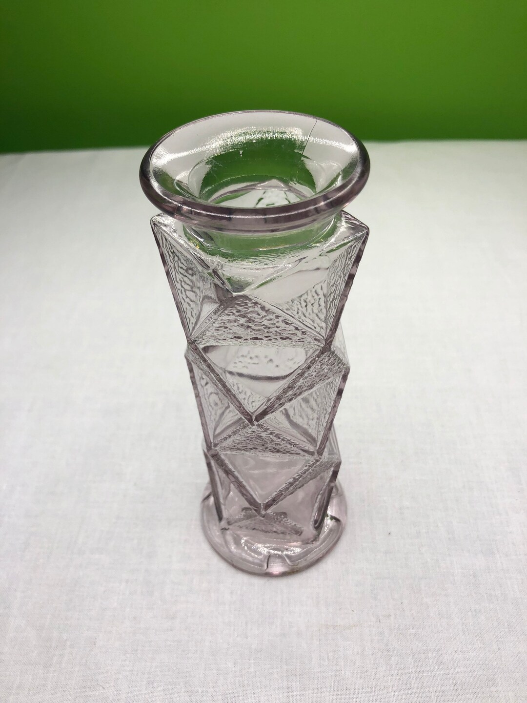 Vintage Cut Glass Triangle Concave Stack Design Vase With - Etsy