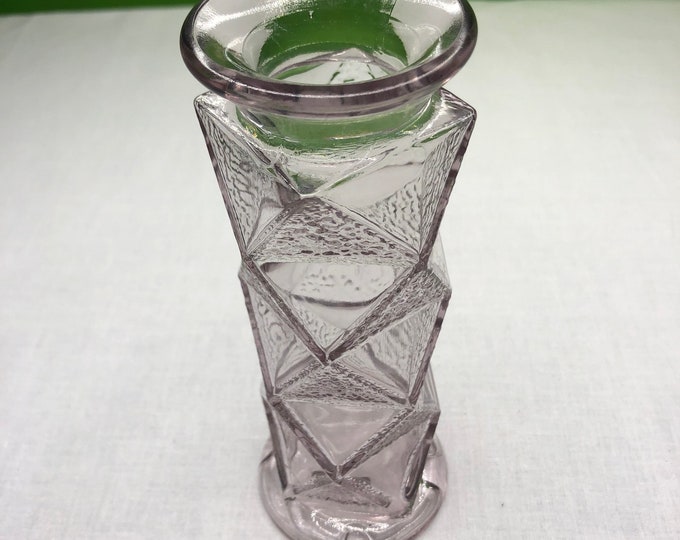 Vintage Cut Glass Triangle Concave Stack Design Vase With Gorgeous ...