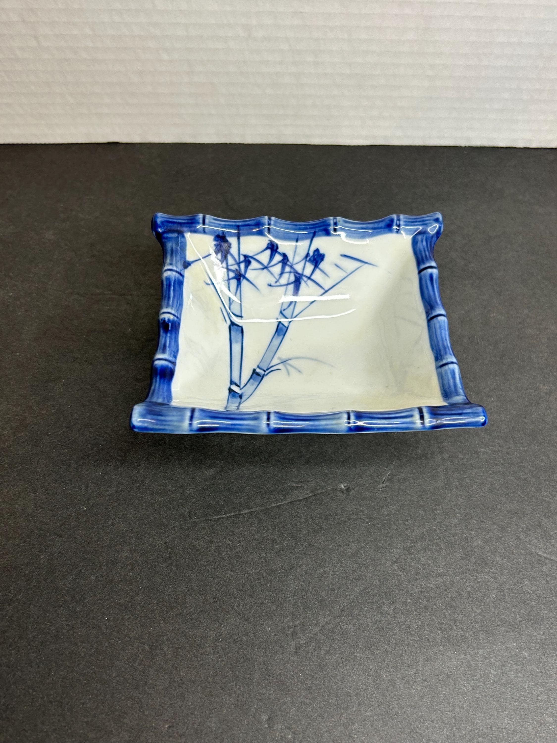 Vintage Blue and White Porcelain Japan Bamboo Edge Trinket Dish Salad ...